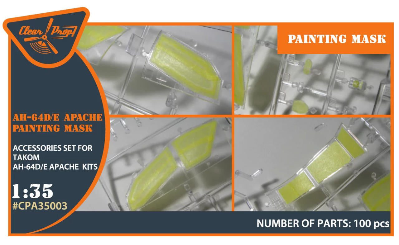 Clear Prop 1/35 Clear Prop AH-64D/E Apache painting mask on "yellow ka – Fusion Scale Hobbies