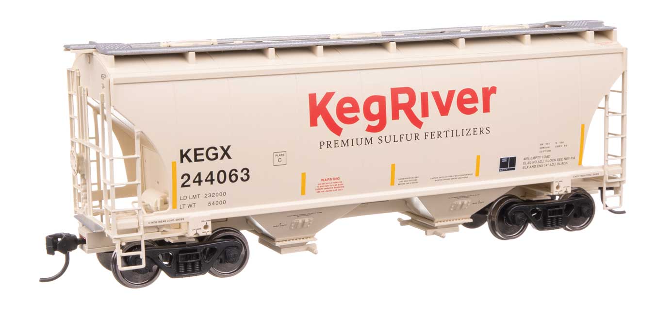 Walthers Mainline HO Scale KEGX Keg River #11266 Trinity 39' 2-Bay Cov ...