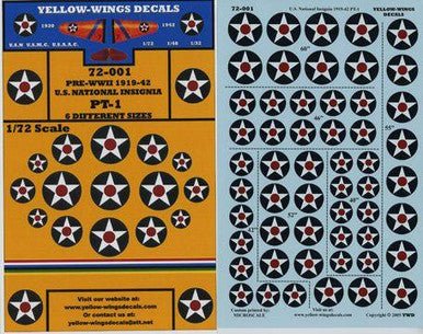 1/72 Yellow Wings Decals U.S. National Insignia 1919-42 Red Dot Part-1 ...
