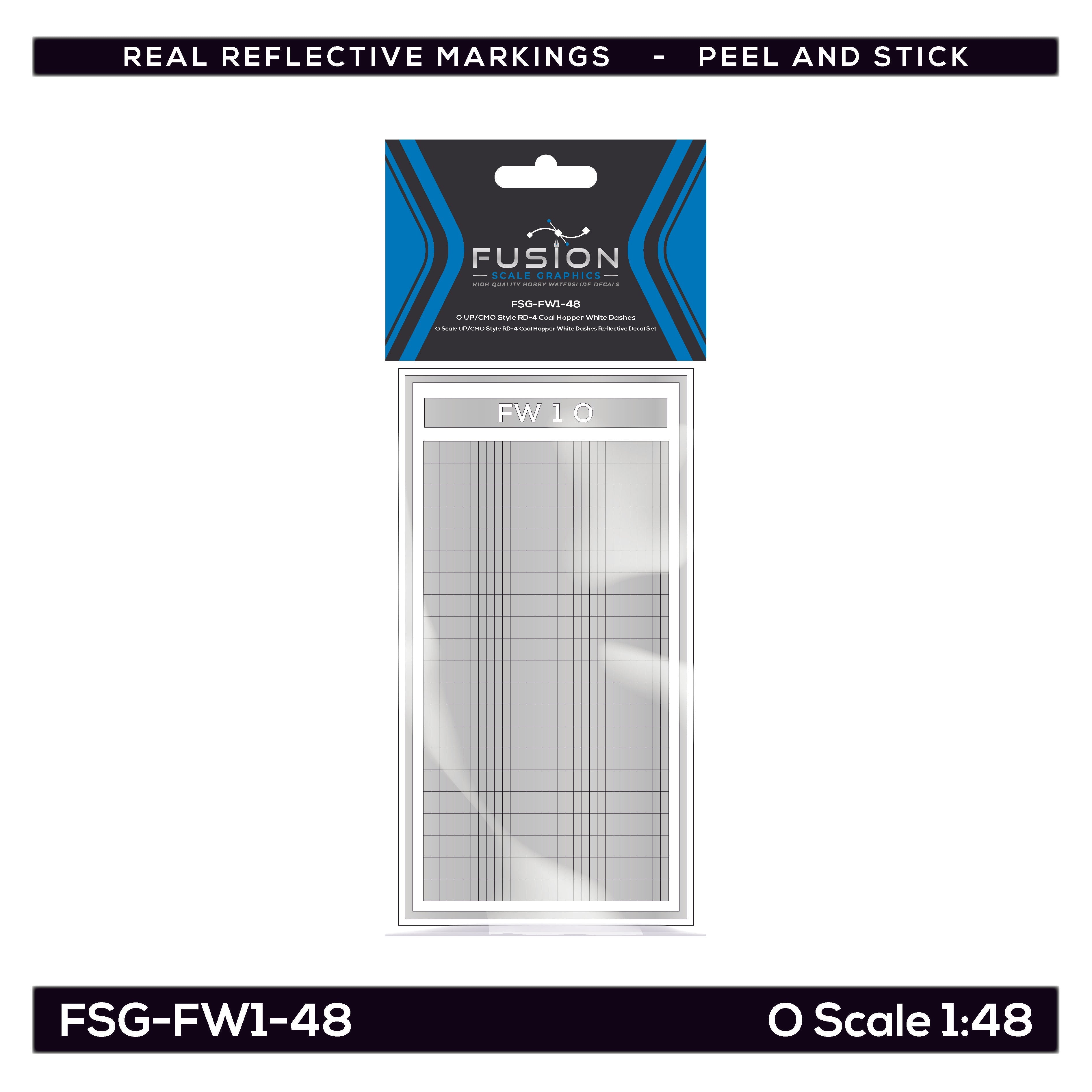 O Scale UP/CMO Style RD-4 Coal Hopper White Dashes Reflective Decal Se ...