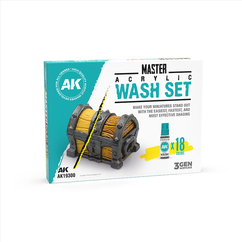 AK Interactive Master Acrylic Wash Set For Weathering – 18 Colors ...