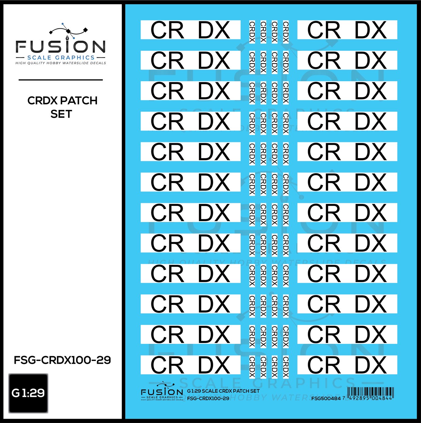 G 1:29 Scale CRDX Black W/ White Patch Freight Car Repatch Decal Set – Fusion Scale Hobbies