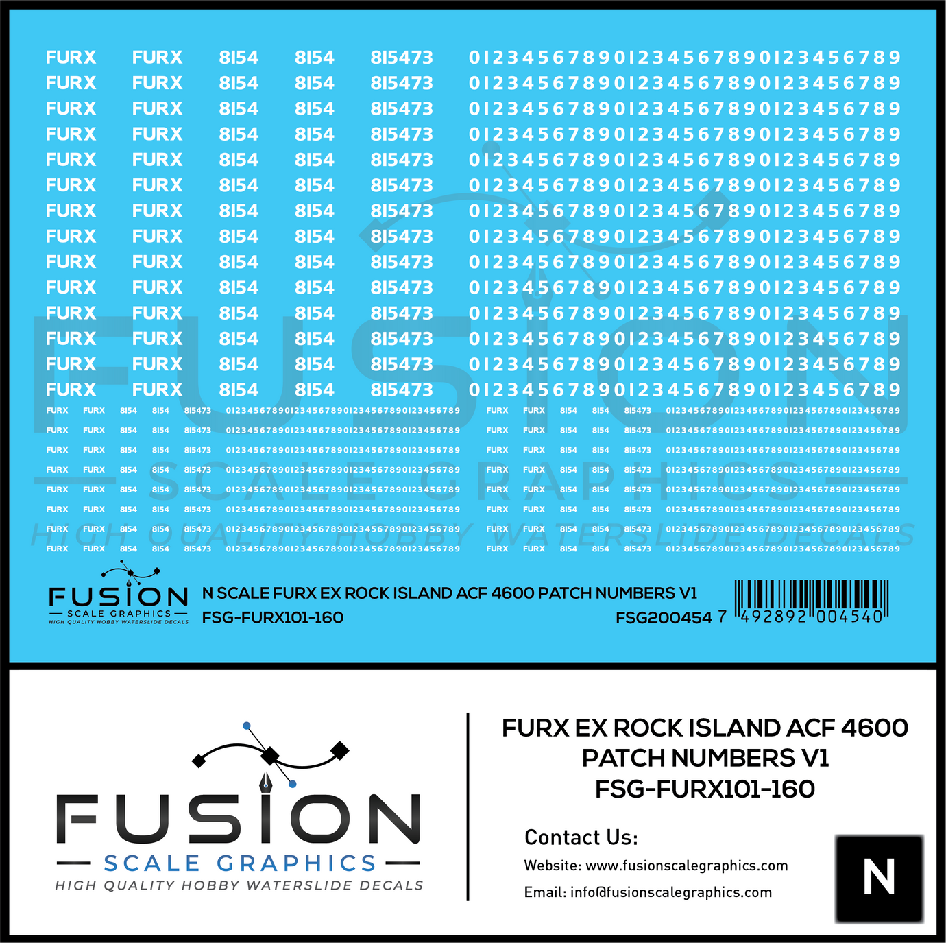 N Scale FURX Ex Rock Island Acf 4600 Patch Numbers V1 Decal Set ...