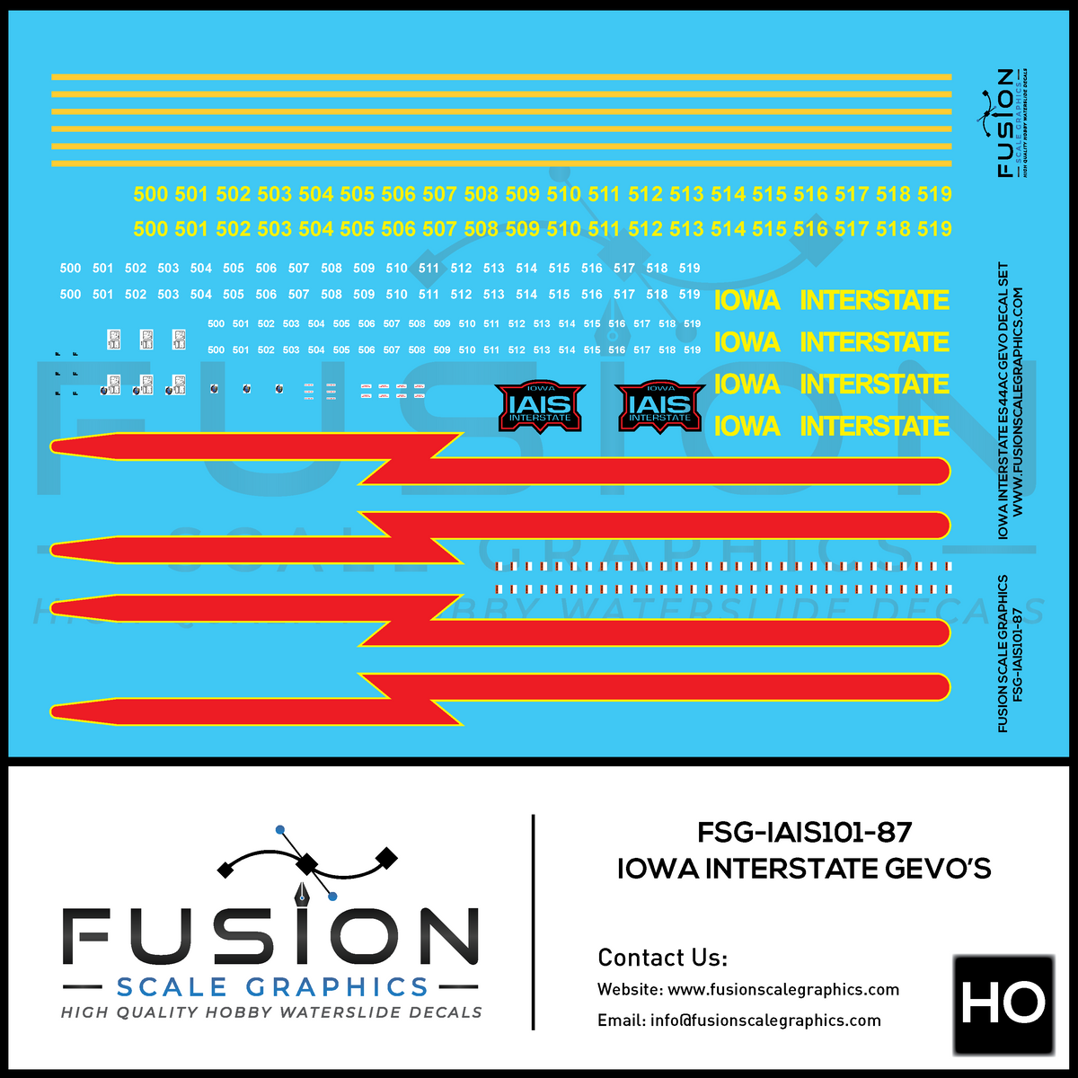 HO Scale Iowa Interstate ES44AC Locomotive Decal Set – Fusion Scale Hobbies