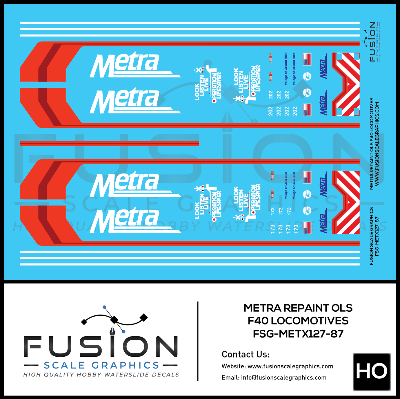 HO Scale Metra Repaint Operation Lifesavor F40 Locomotives Decal Set ...