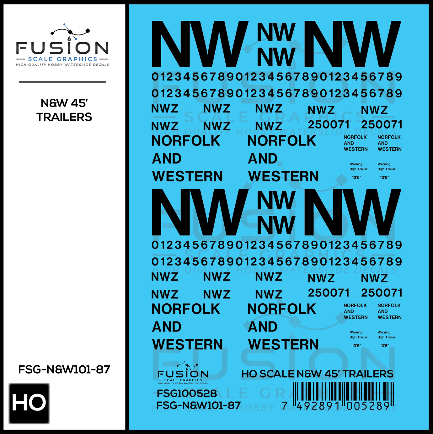 HO Scale Norfolk & Western 45' Trailers Decal Set – Fusion Scale Hobbies
