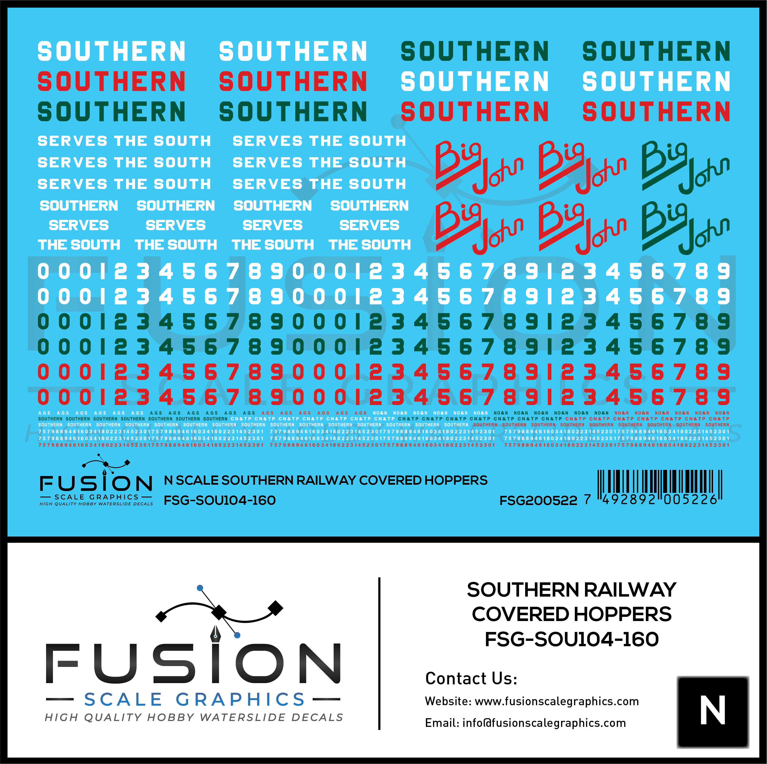 N Scale Southern Railway Covered Hoppers Decal Set – Fusion Scale Hobbies