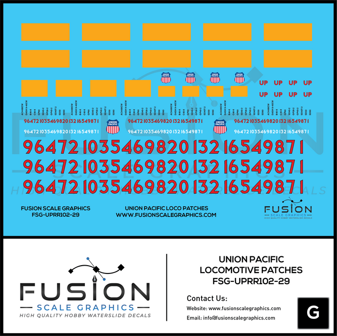 G 1:29 Scale Union Pacific Locomotive Patching Decal Set – Fusion Scale ...