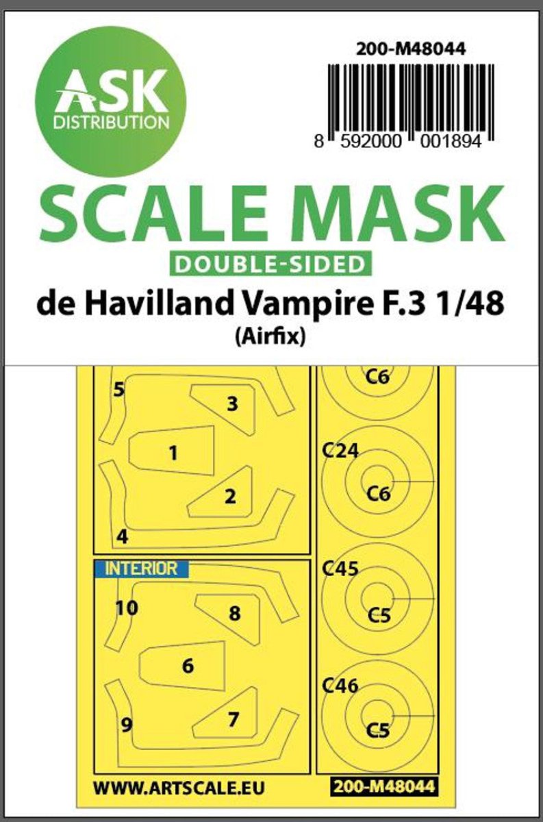 Art Scale 1/48 Art Scale De Havilland Vampire F.3 double-sided paintin ...