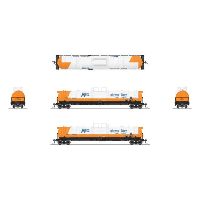 Broadway Limited HO Scale Cryogenic Tank Car 2 Pack Airco/org&wht ...