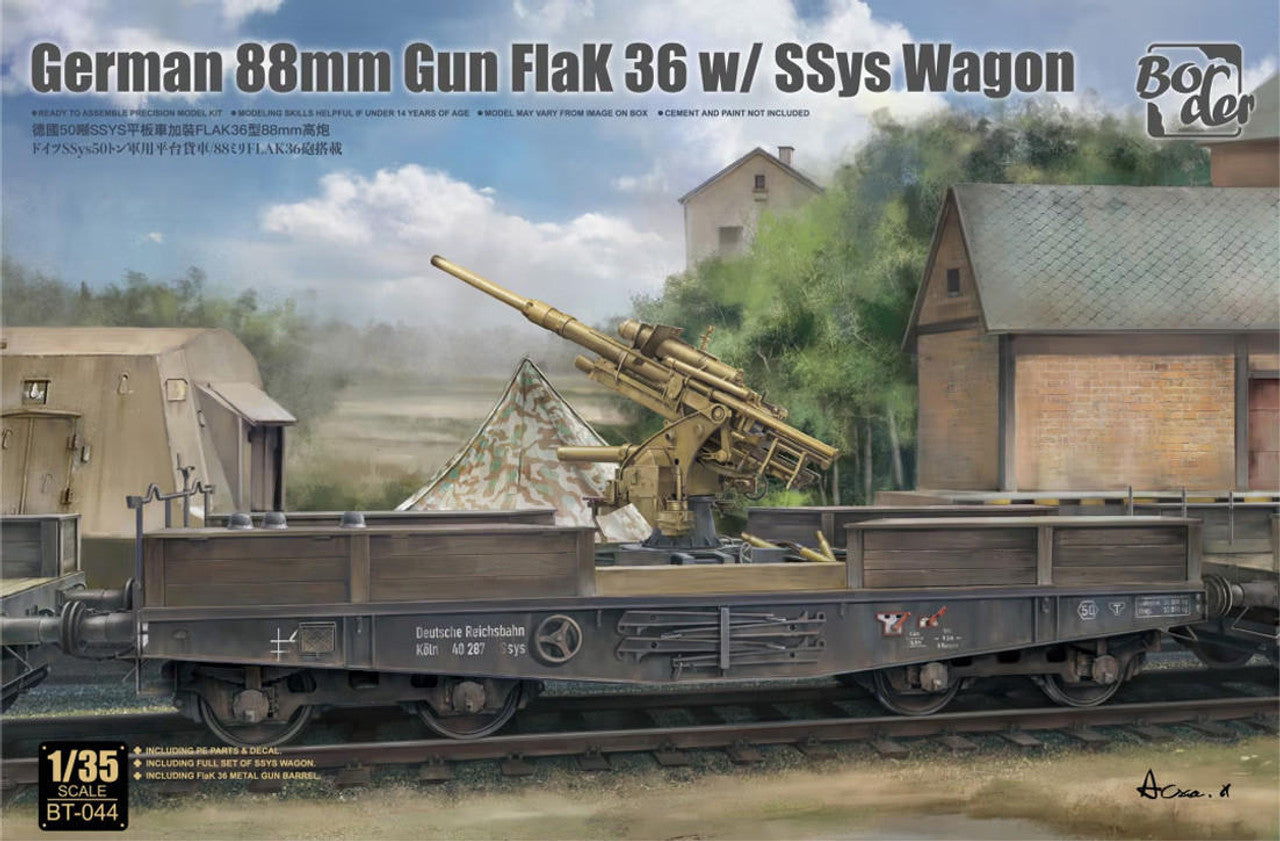 Border Model 1/35 Border Model German 88mm Gun Flak 36 w/SSys Rail Wag ...