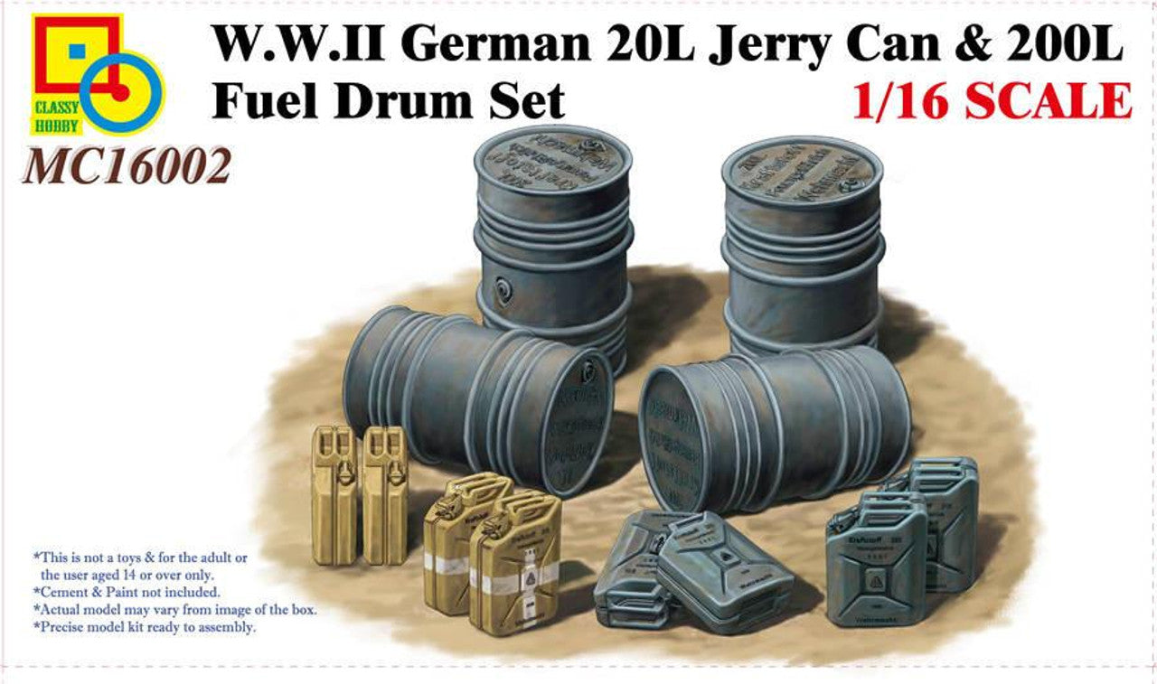 Classy Hobby 1/16 Hobby WWII German 20L Jerry Can & 200L Fuel Drum Set – Fusion Scale Hobbies