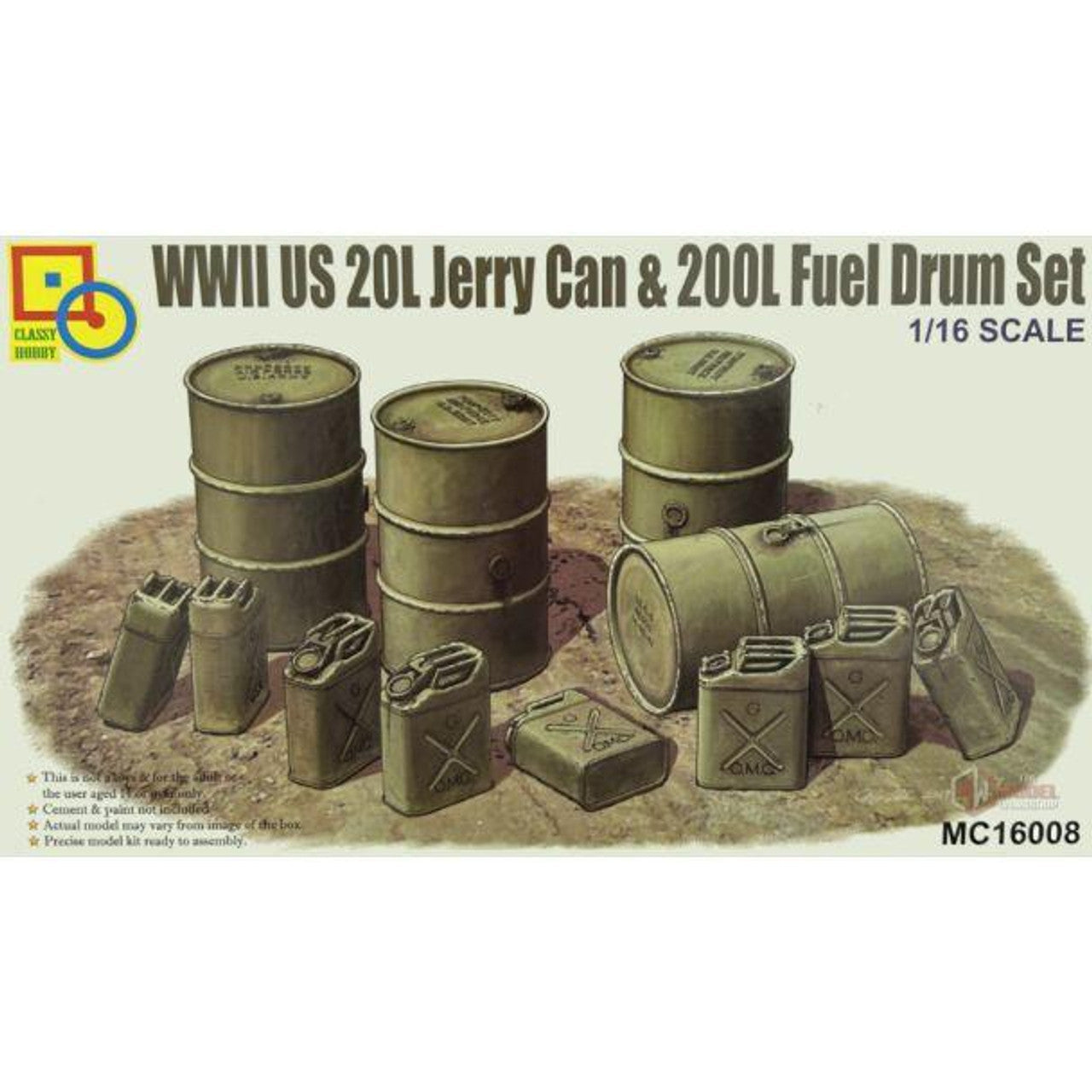 Classy Hobby 1/16 Hobby WWII US 20L Jerry Can & 200L Fuel Drum Set ...