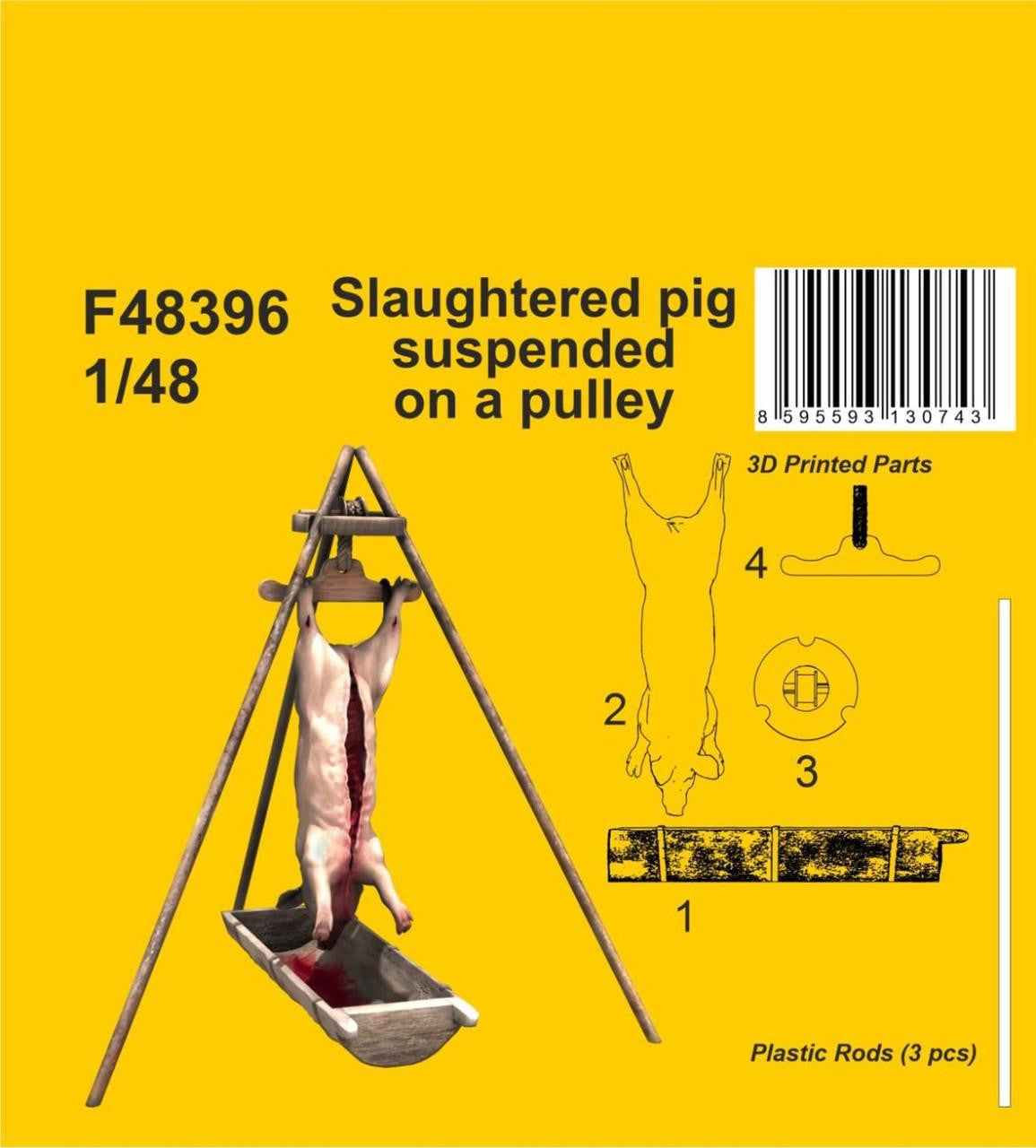 CMK 1/48 Slaughtered pig suspended on a pulley – Fusion Scale Hobbies