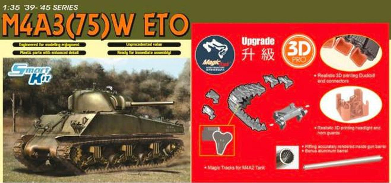 Dragon 1/35 Dragon M4A3 Sherman 75(W) ETO Plastic Model Kit – Fusion ...