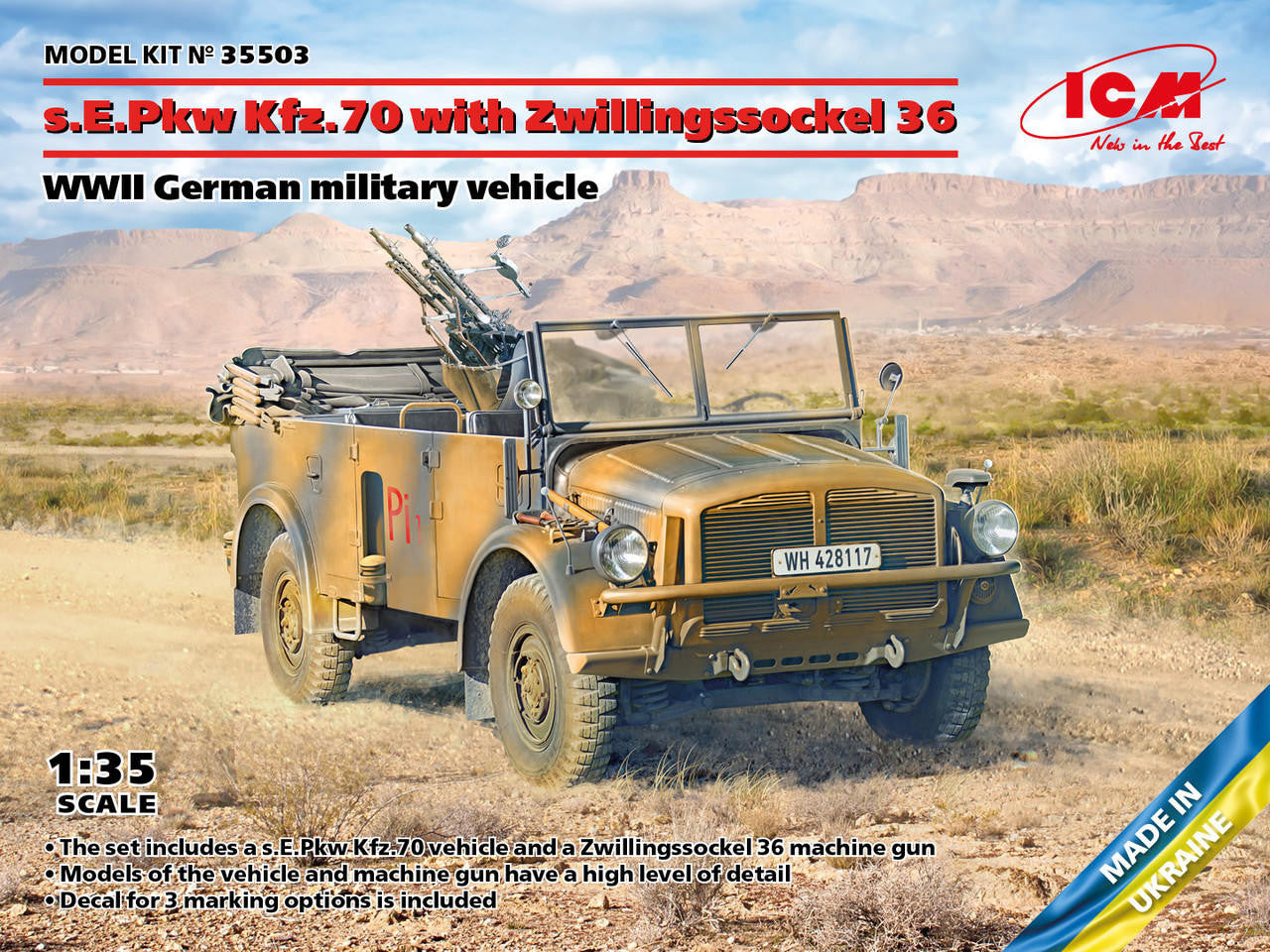 ICM Models 1/35 ICM s.E.Pkw Kfz.70 with Zwillingssockel 36, WWII Germa ...