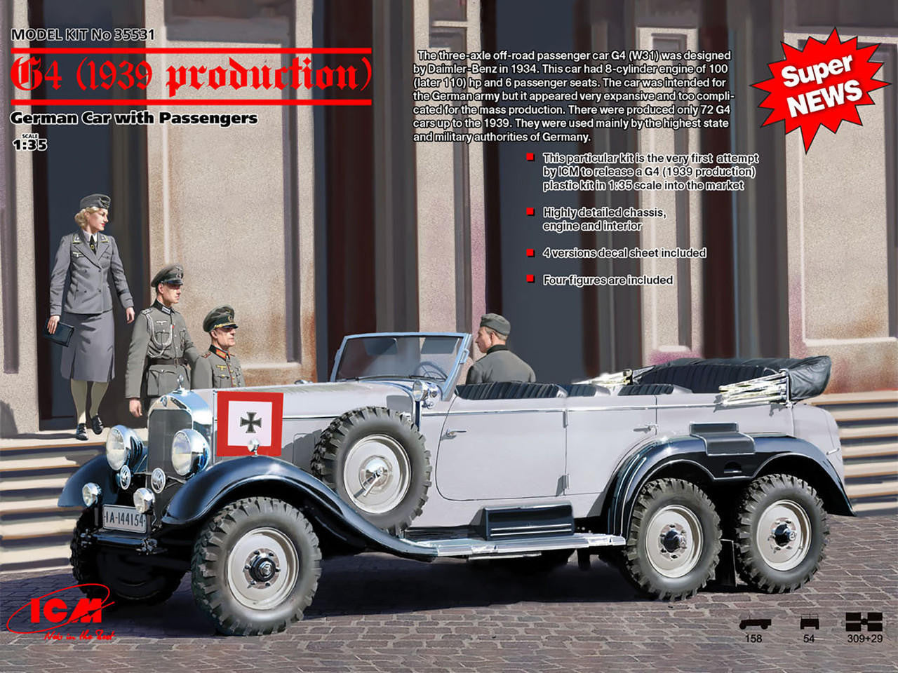 ICM Models 1/35 ICM G4 (1939 production), German Car with Passengers ...