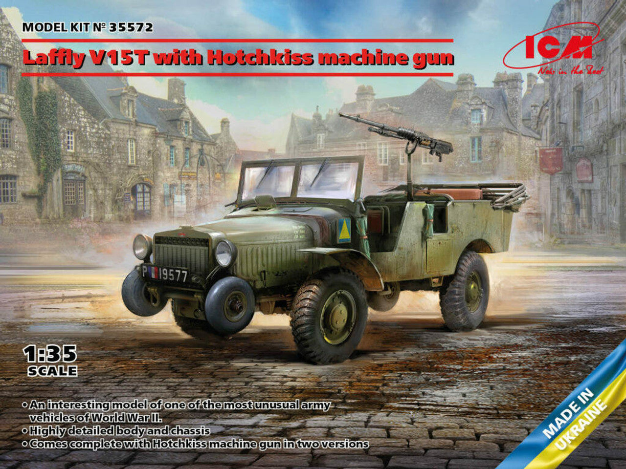 ICM Models 1/35 ICM Laffly V15T with Hotchkiss machine gun Plastic Mod ...
