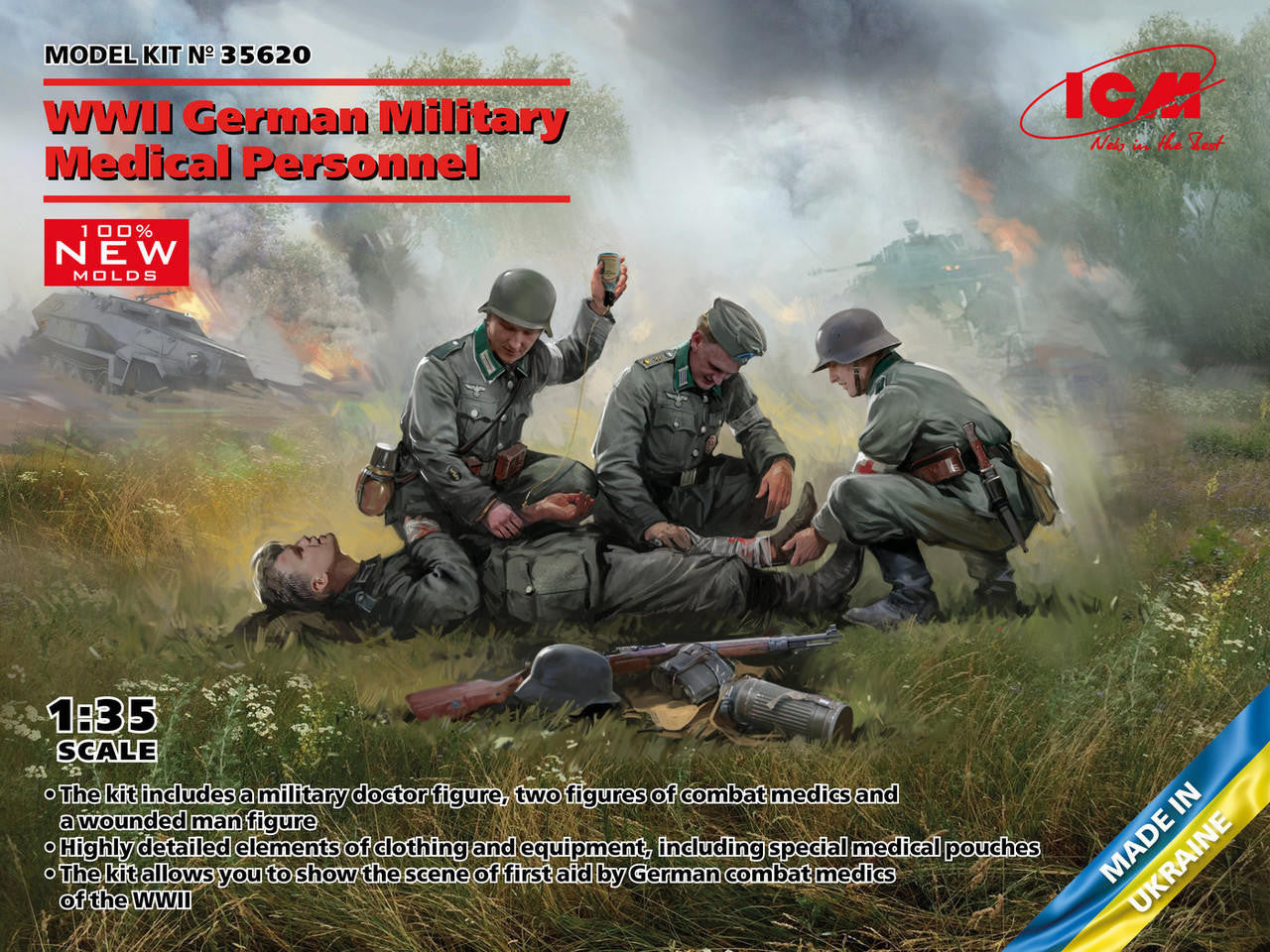 ICM Models 1/35 WWII German Military Medical Personnel Figures Plastic ...