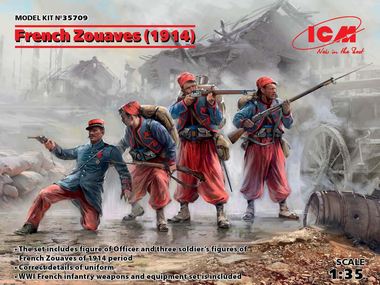 ICM Models 1/35 French Zouaves (1914) (4 figures) – Fusion Scale Hobbies