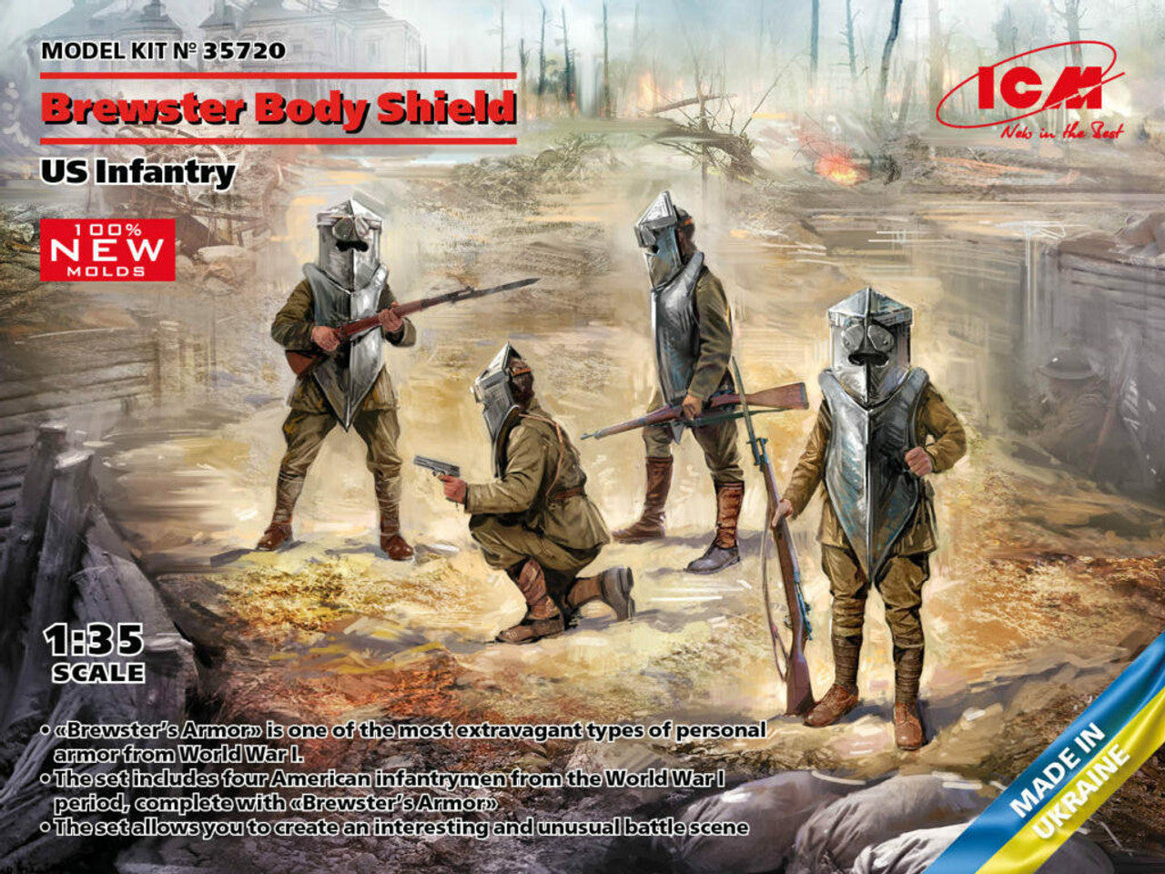 ICM Models 1/35 US Infantry Brewster Body Shield Figures Model Kit ...