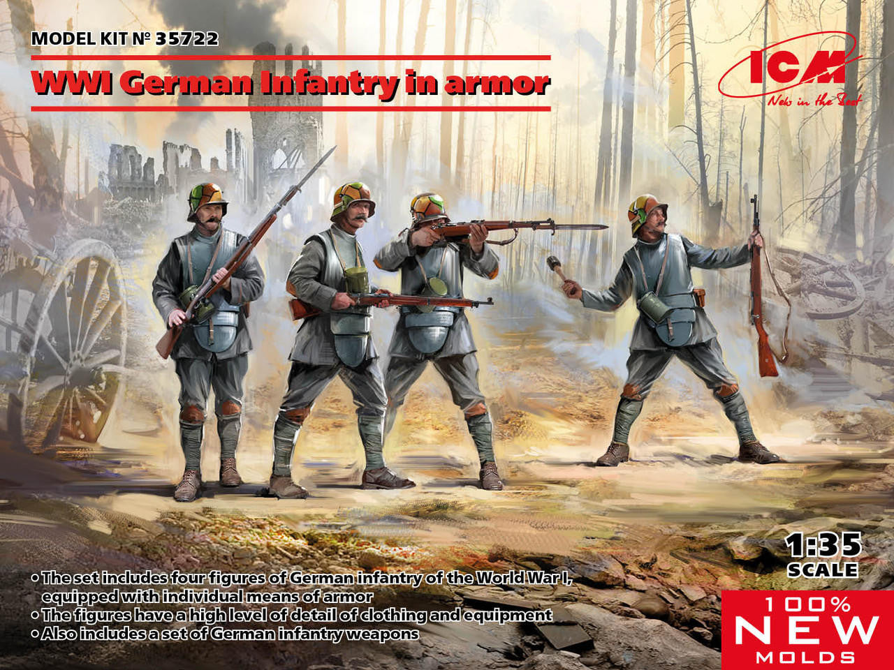ICM Models 1/35 WWI German Infantry in Armor Figure Set – Fusion Scale ...