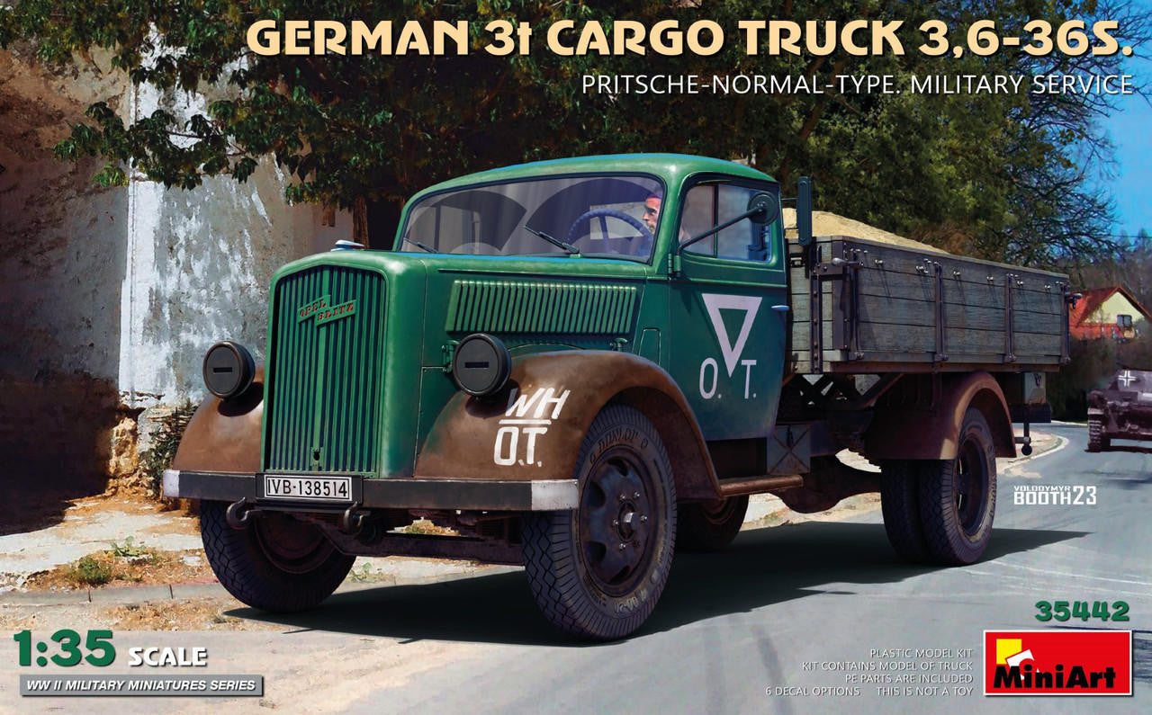Miniart 1/35 Miniart 3t Cargo Truck 3,6-36S. Pritsche-Normal-Type Mili ...