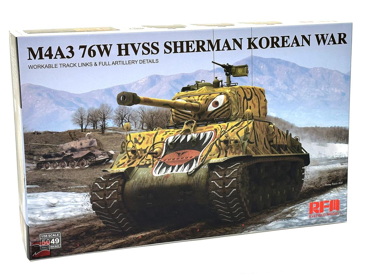 Ryefield 1/35 Ryefield Model M4A3 76W HVSS Sherman Korean W – Fusion Scale Hobbies