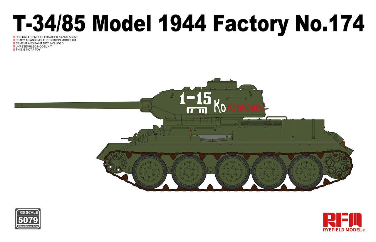 Ryefield 1/35 Ryefield T-34/85 Model 1944 Factory No.174 – Fusion Scale Hobbies