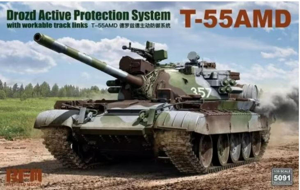 Ryefield 1/35 Ryefield T-55 AMD Drozd Active Protection System W/ Trac ...