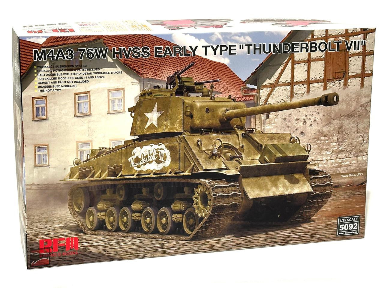 Ryefield 1/35 Ryefield M4A3 76W HVSS Sherman Thunderbolt VII Plastic M – Fusion Scale Hobbies