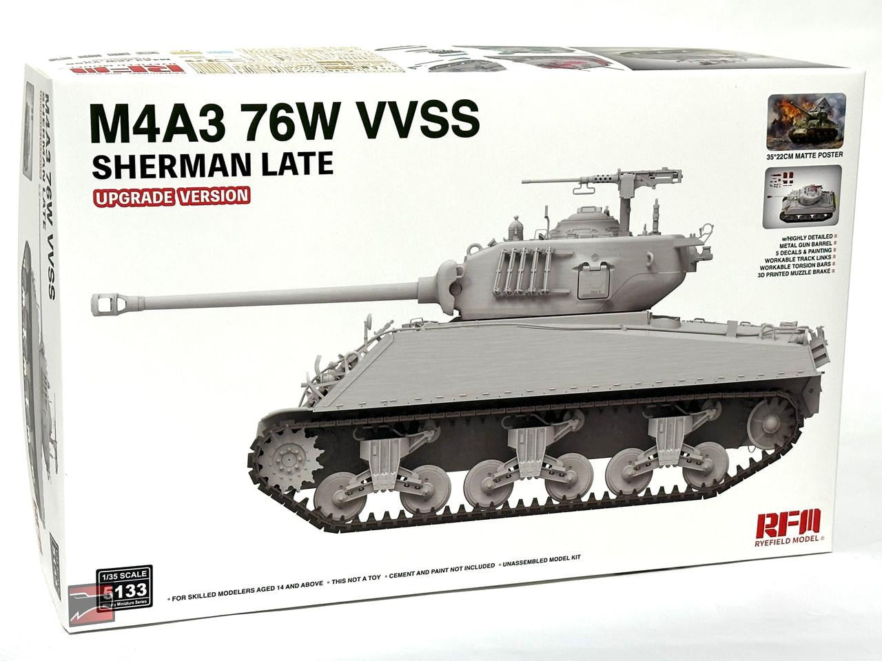 Ryefield 1/35 Ryefield M4A3 Sherman 76W VVSS Late (Upgrade Version) Pl – Fusion Scale Hobbies