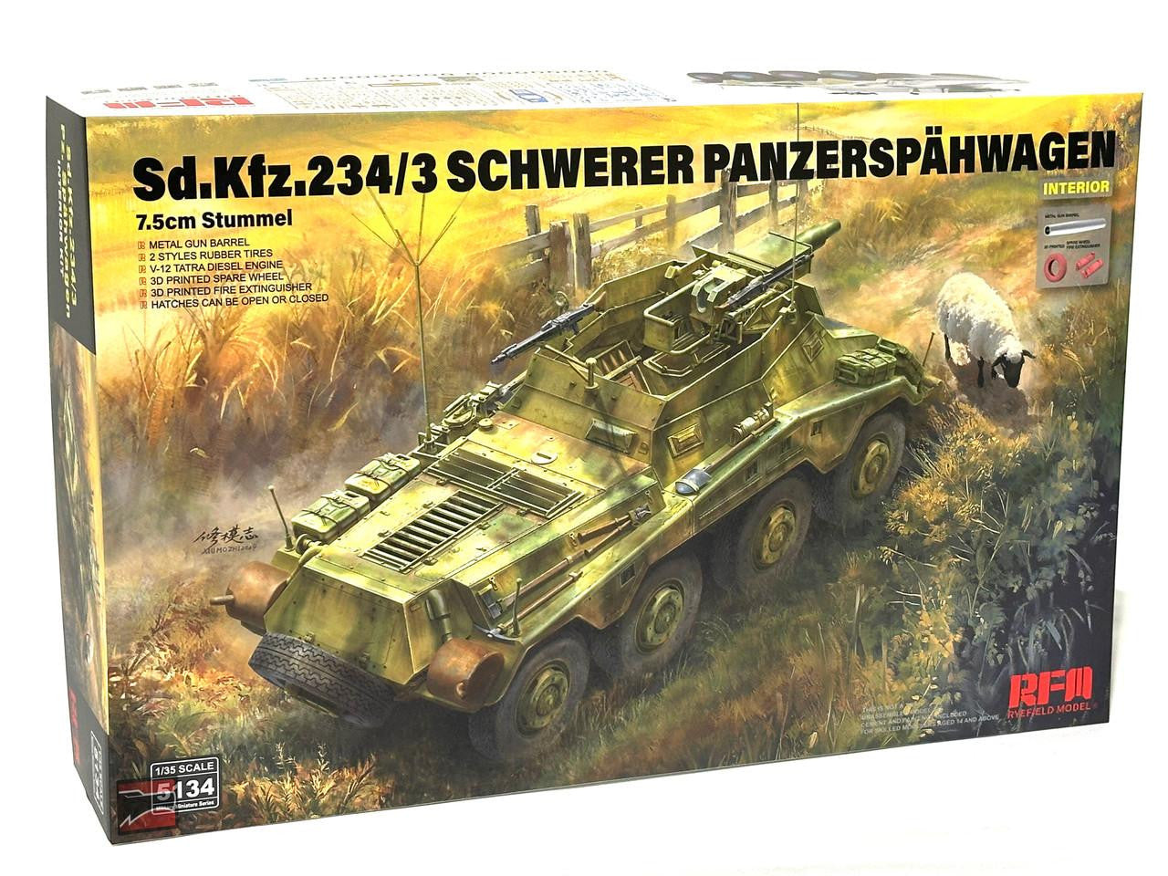 Ryefield 1/35 Ryefield Sd.Kfz.234/3 Schwerer Panzerspahwagen w/Interio ...