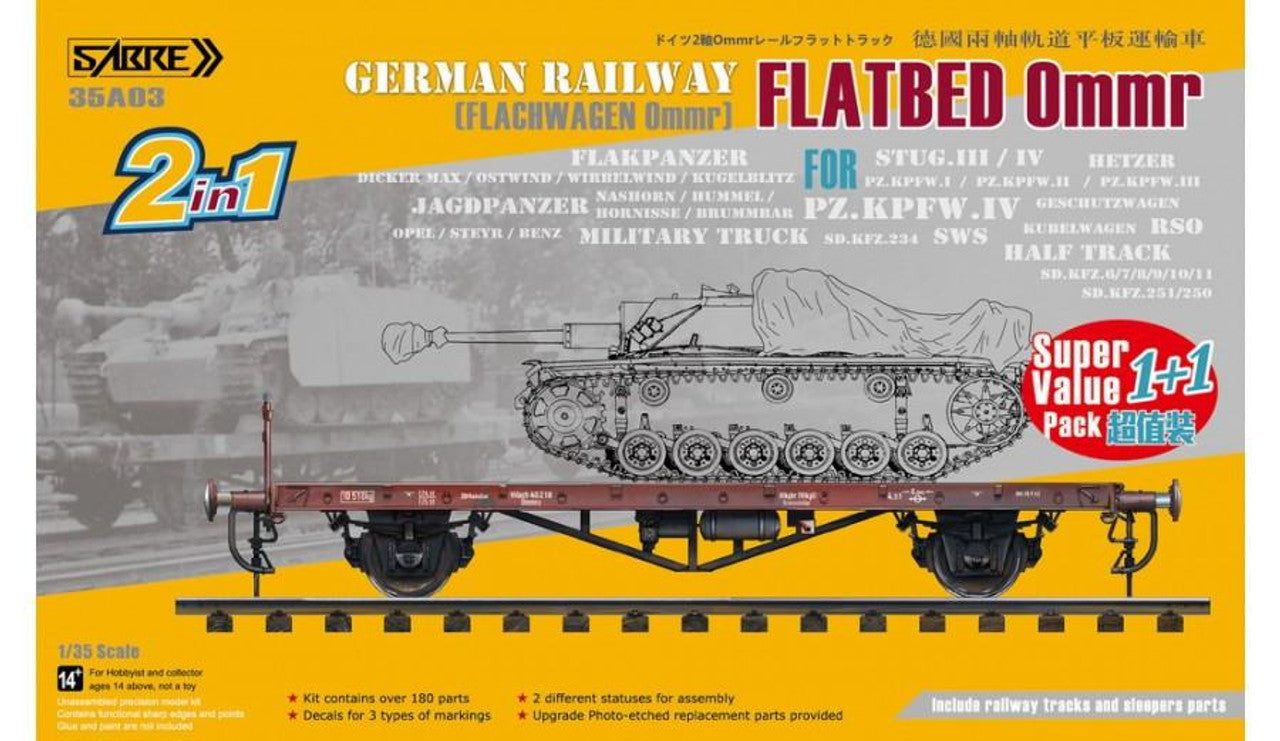 Sabre Model 1/35 Sabre Model German Railway FLATBED Ommr (2 in 1) 1+1 ...