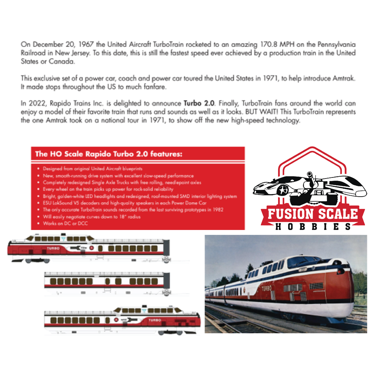 Rapido Trains HO Scale US DOT Amtrak Scheme Turbo 2.0 Train Set ...